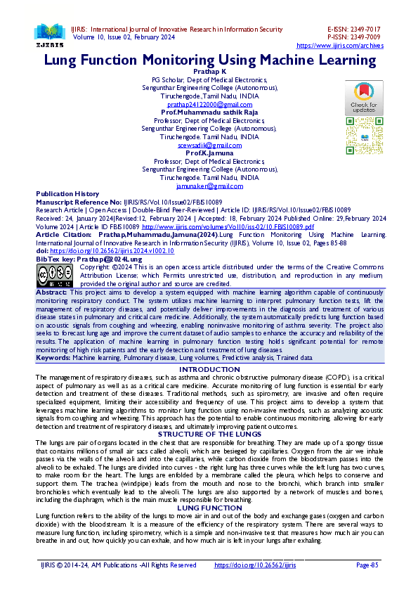 (PDF) Lung Function Monitoring Using Machine Learning