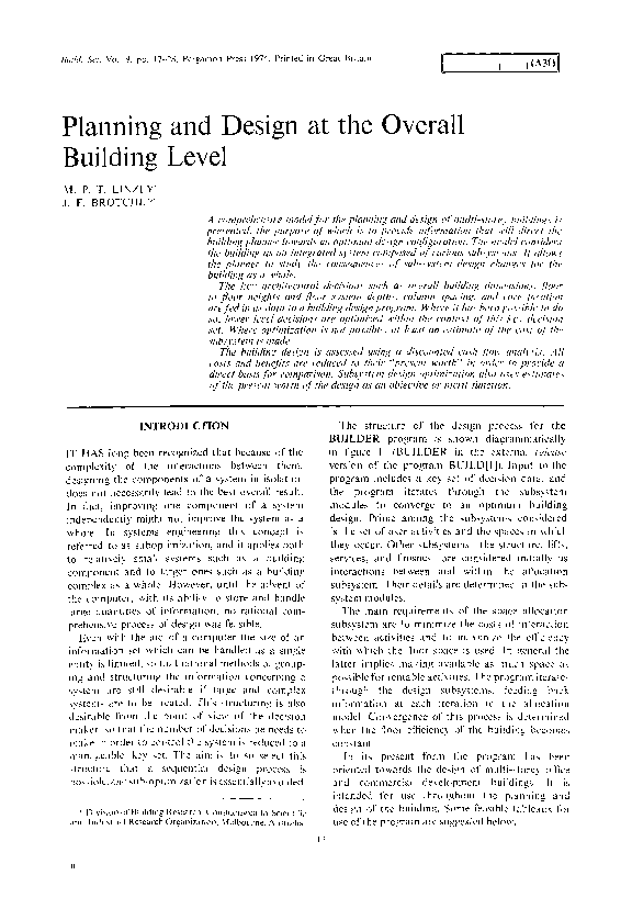 (PDF) Planning and design at the overall building level