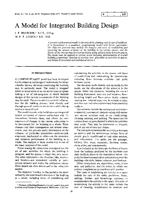 (PDF) A model for integrated building design | Michael Linzey ...