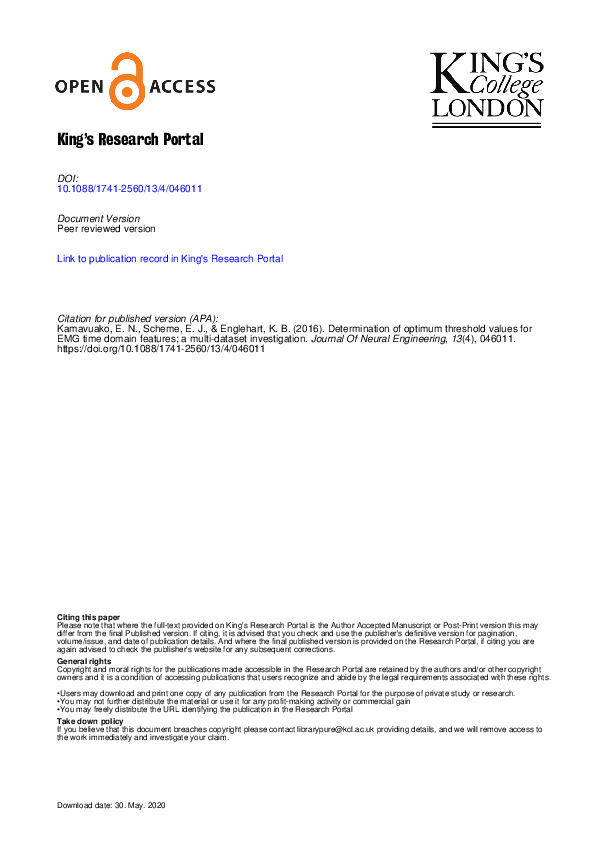 (PDF) Determination of optimum threshold values for EMG time domain ...