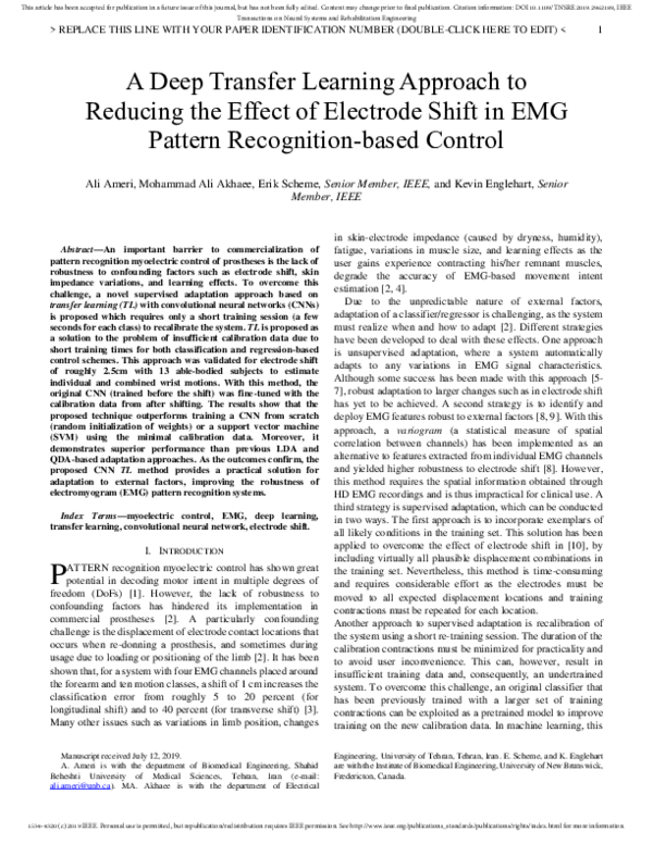 (PDF) A Deep Transfer Learning Approach to Reducing the Effect of Electrode Shift in EMG Pattern ...