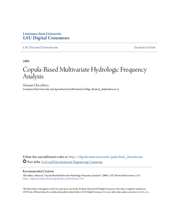 (PDF) Copula-Based Multivariate Hydrologic Frequency Analysis