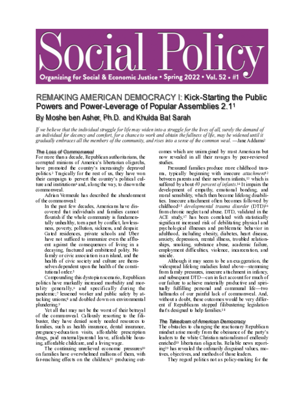 (PDF) Remaking American Democracy I: Kick-Starting the Public Powers ...