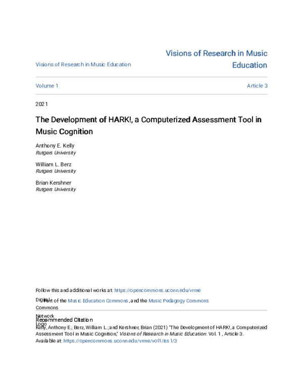 (PDF) The Development of HARK!, a Computerized Assessment Tool in Music ...