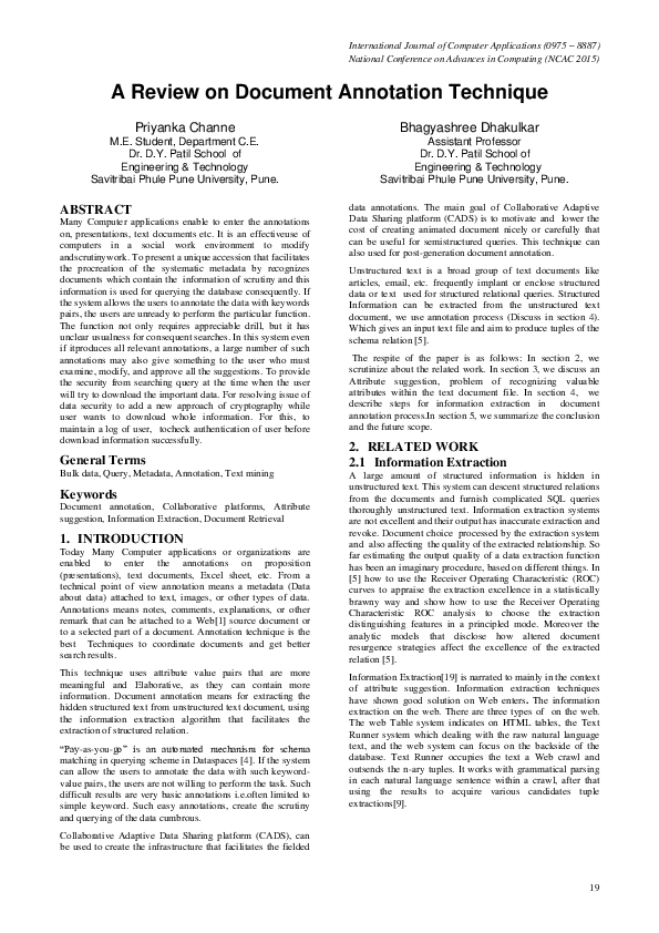 (PDF) A Review on Document Annotation Technique