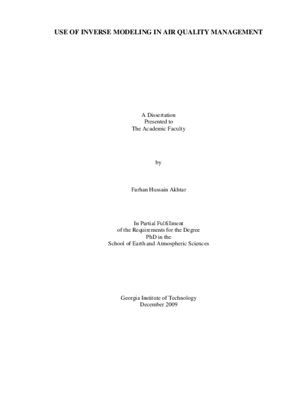 (PDF) Use of inverse modeling in air quality management