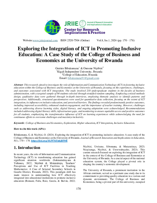 (PDF) Exploring the Integration of ICT in Promoting Inclusive Education ...