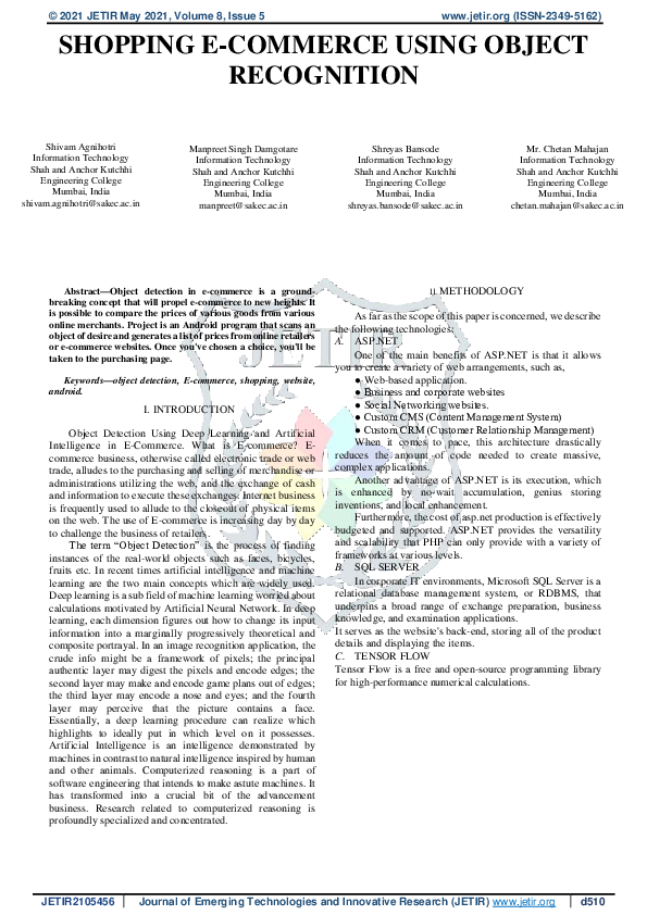 (PDF) Shopping E-Commerce Using Object Recognition