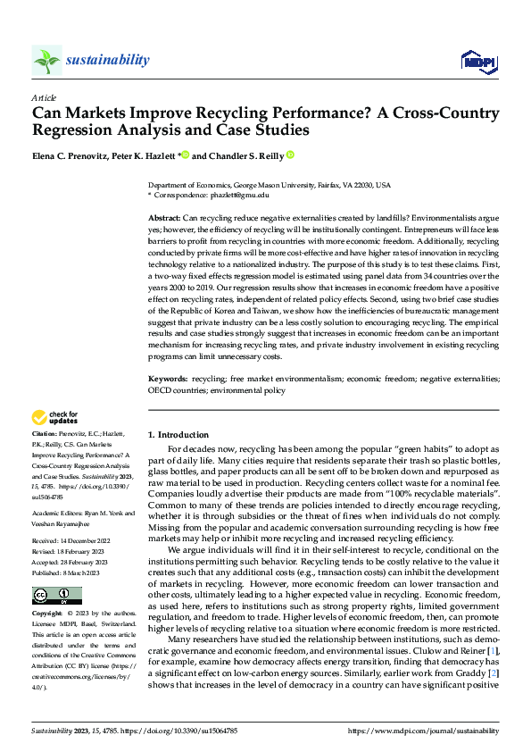 (PDF) Can Markets Improve Recycling Performance? A Cross-Country ...