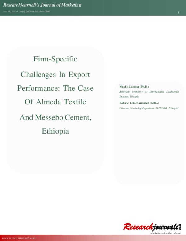 (PDF) Firm-Specific Challenges in Export Performance: The Case of ...