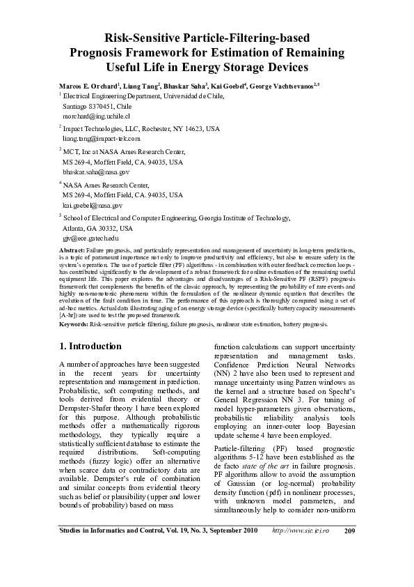 (PDF) Risk-Sensitive Particle-Filtering-based Prognosis Framework for Estimation of Remaining ...