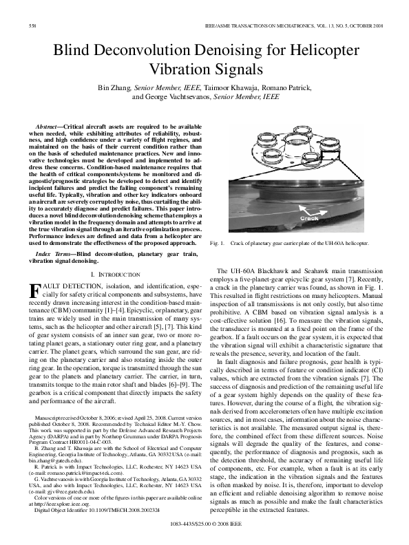 (PDF) Blind Deconvolution De-noising for Helicopter Vibration Data