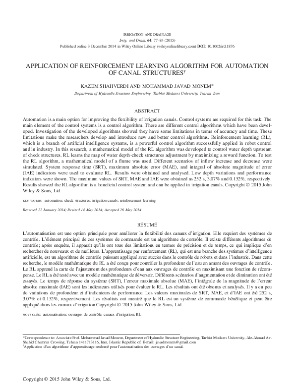 Pdf Application Of Reinforcement Learning Algorithm For Scheduling Of Microgrid