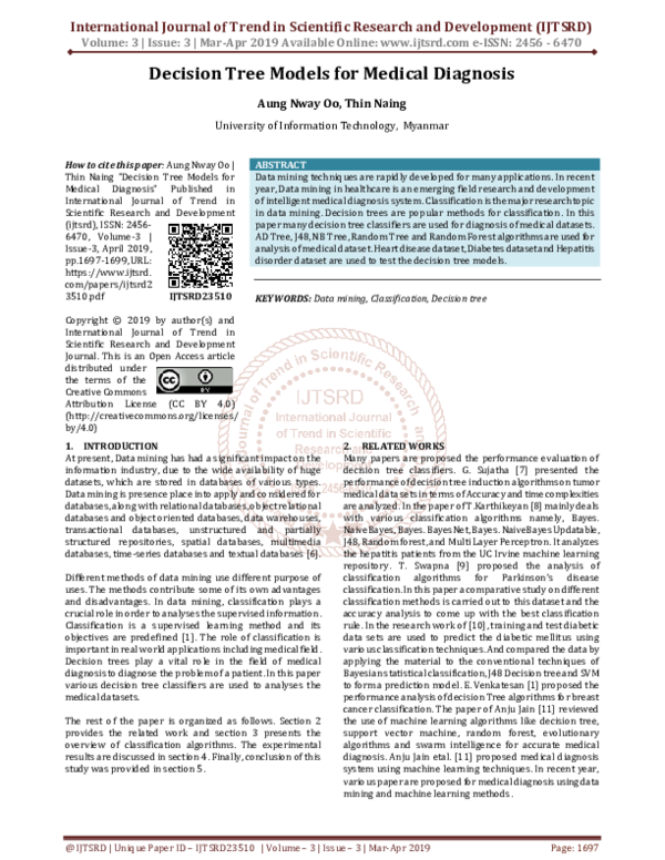 (PDF) Decision Tree Models for Medical Diagnosis