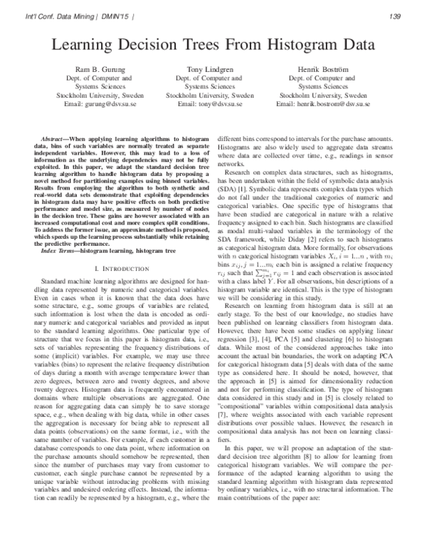 (PDF) Learning Decision Trees from Histogram Data | ram gurung - Academia.edu