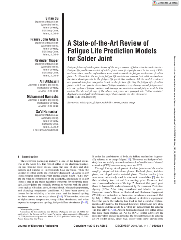 (PDF) A State-of-the-Art Review of Fatigue Life Prediction Models for ...