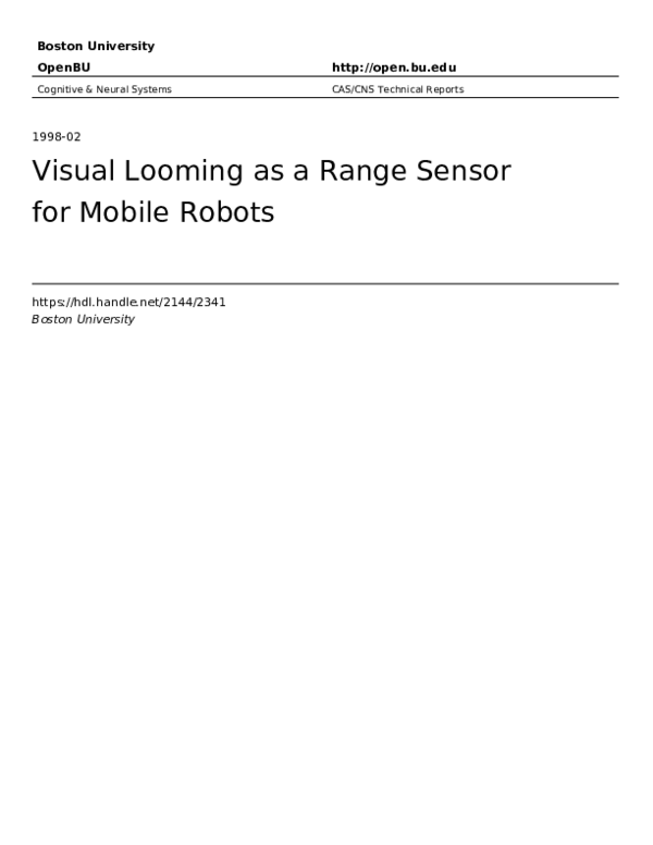 (PDF) Visual Looming as a range sensor for mobile robots
