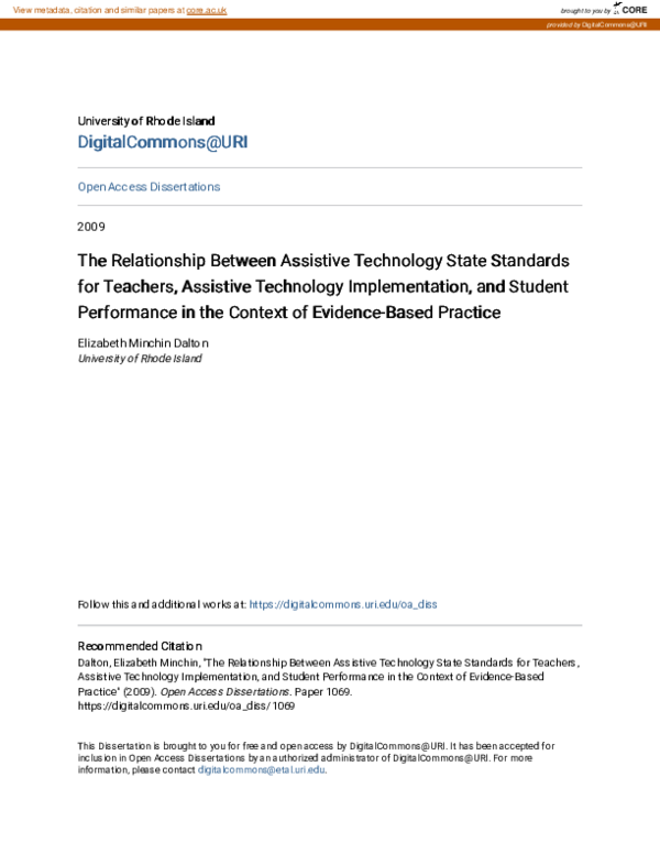 (PDF) The Relationship Between Assistive Technology State Standards for ...