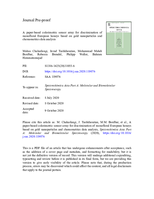 Pdf A Paper Based Colorimetric Sensor Array For Discrimination And Simultaneous Determination 8511