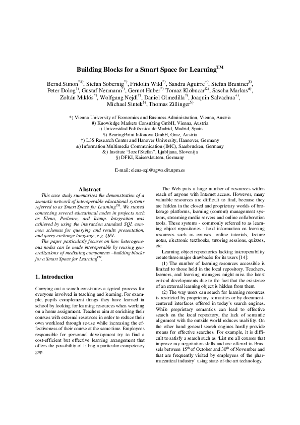 (PDF) Building Blocks for a Smart Space for Learning^TM