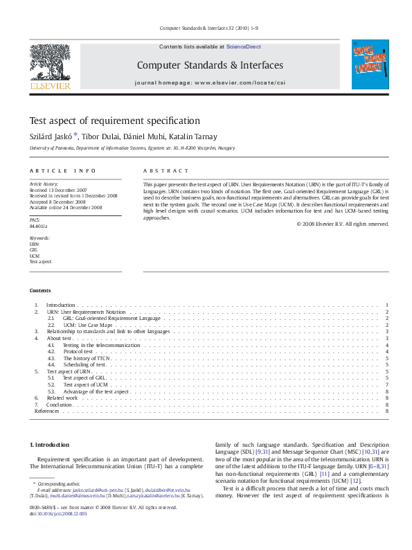 (PDF) Test aspect of requirement specification