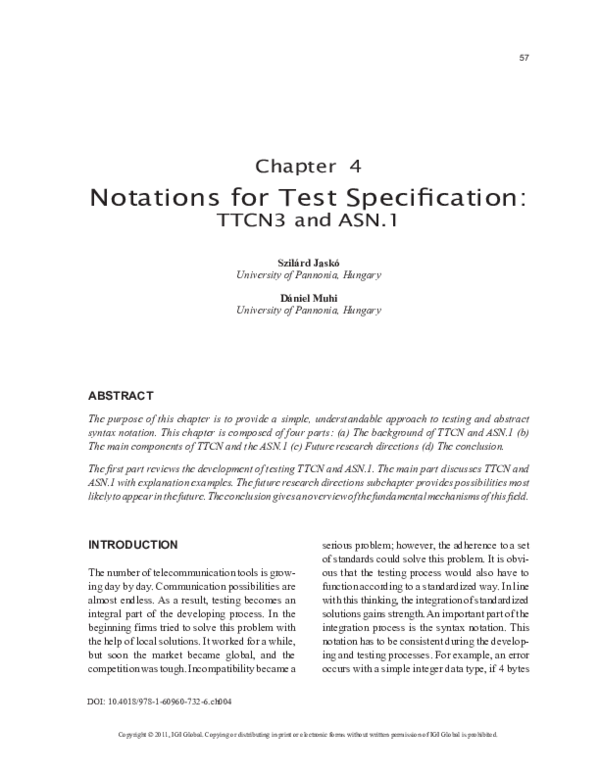 (PDF) Notations for Test Specification