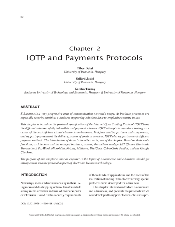 (PDF) IOTP and Payments Protocols