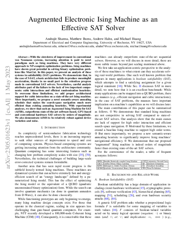 (PDF) Augmented Electronic Ising Machine as an Effective SAT Solver