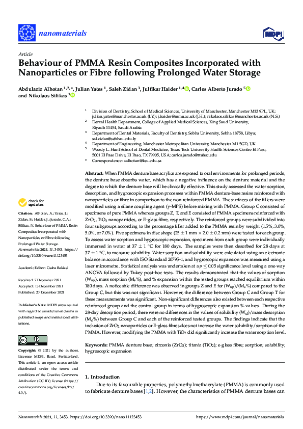 (PDF) Behaviour of PMMA Resin Composites Incorporated with ...