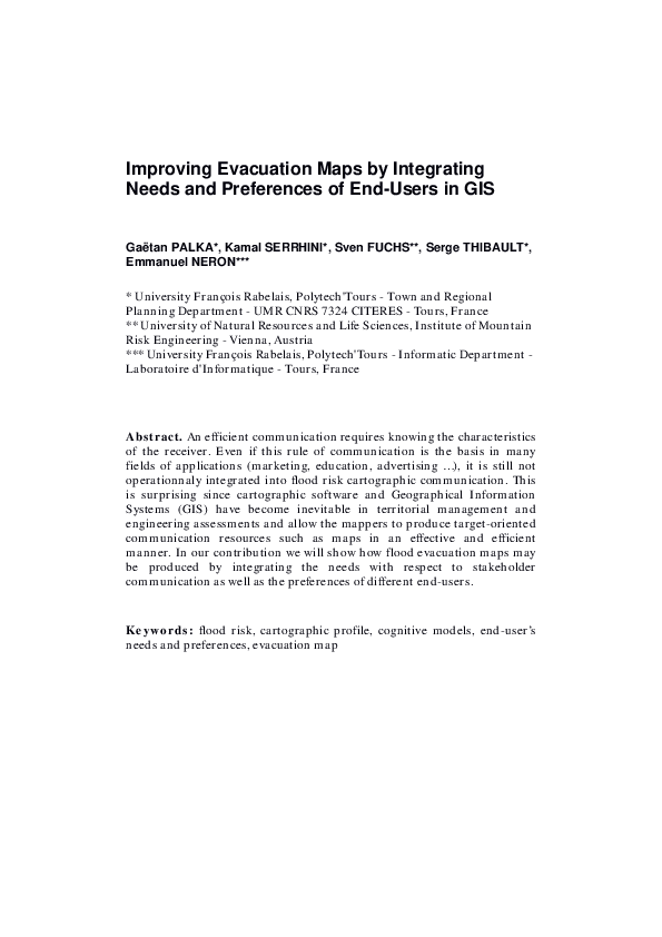 (PDF) Improving Evacuation Maps by Integrating Needs and Preferences of End-Users in GIS ...