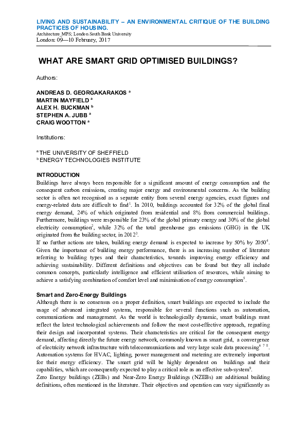 (PDF) What are Smart Grid Optimised Buildings?