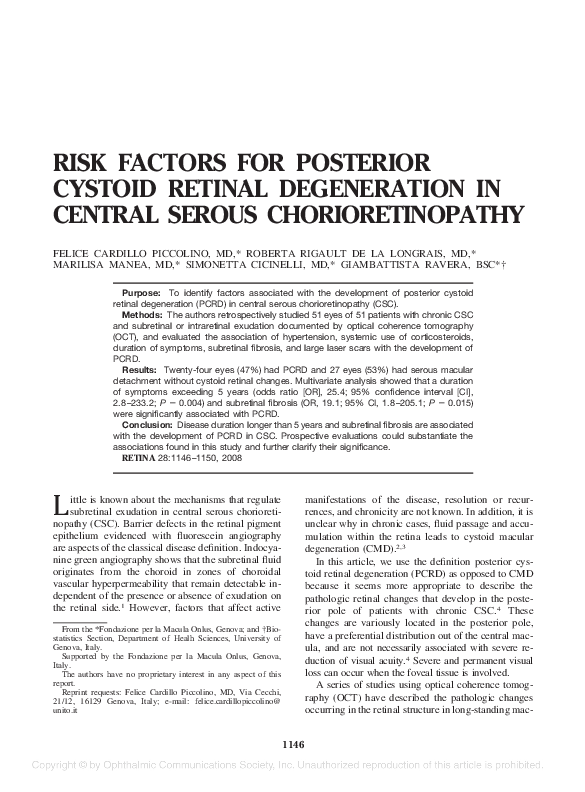 (PDF) Risk Factors for Posterior Cystoid Retinal Degeneration in ...