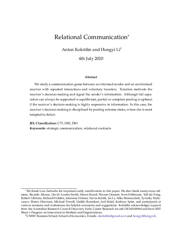 (PDF) Relational Communication