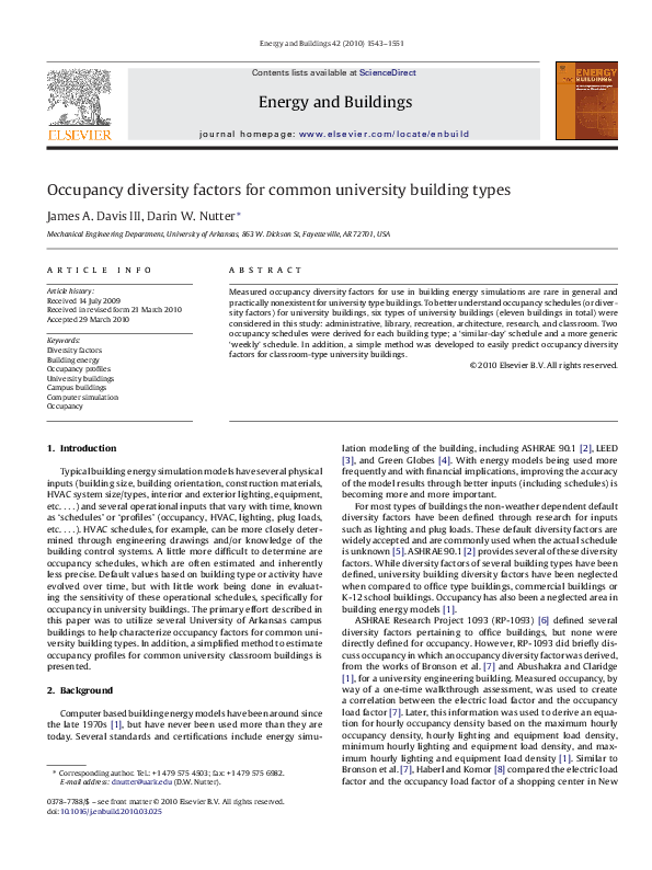 (PDF) Occupancy diversity factors for common university building types