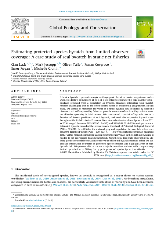 (PDF) Estimating protected species bycatch from limited observer ...