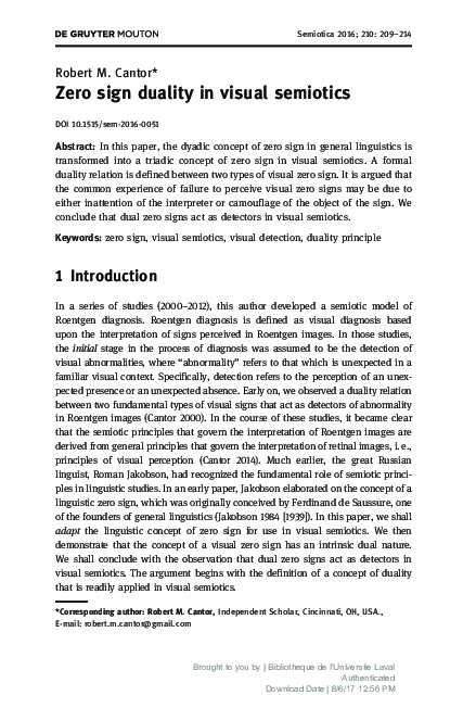 (PDF) Zero sign duality in visual semiotics