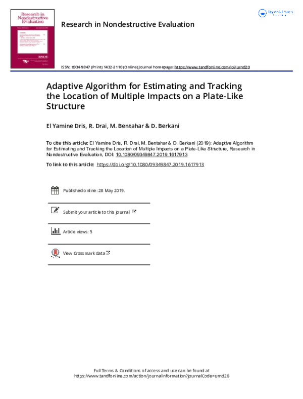 (PDF) Adaptive Algorithm for Estimating and Tracking the Location of Multiple Impacts on a Plate ...