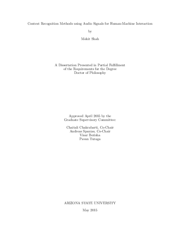(PDF) Context Recognition Methods using Audio Signals for Human-Machine Interaction