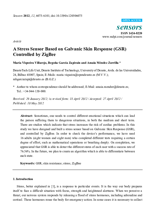 (PDF) A Stress Sensor Based on Galvanic Skin Response (GSR) Controlled ...