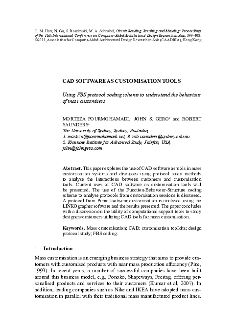 (PDF) CAD software as customisation tools: Using FBS protocol coding ...