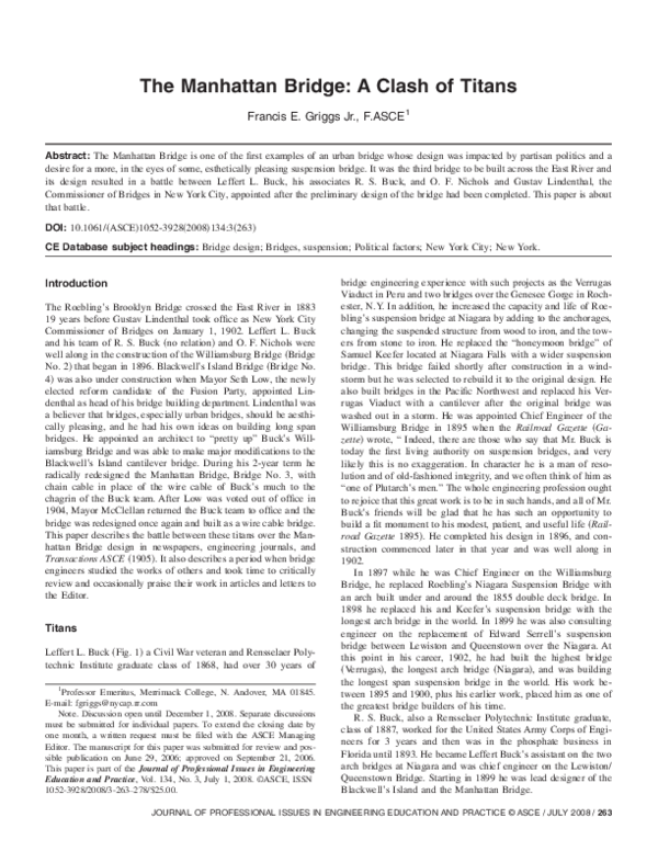 (PDF) The Manhattan Bridge: A Clash of Titans