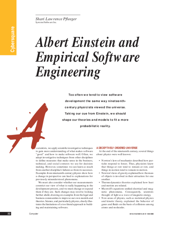 (PDF) Albert Einstein and empirical software engineering