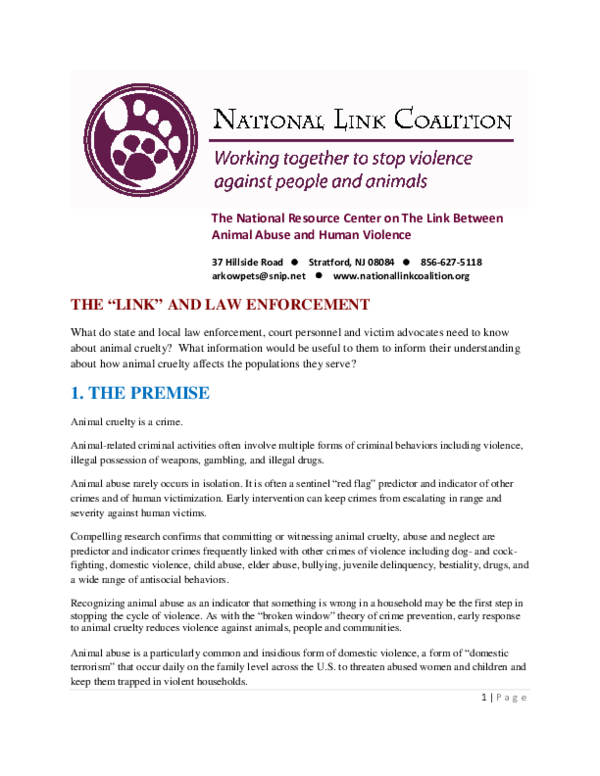 (PDF) The Link between Animal Abuse and Human Violence