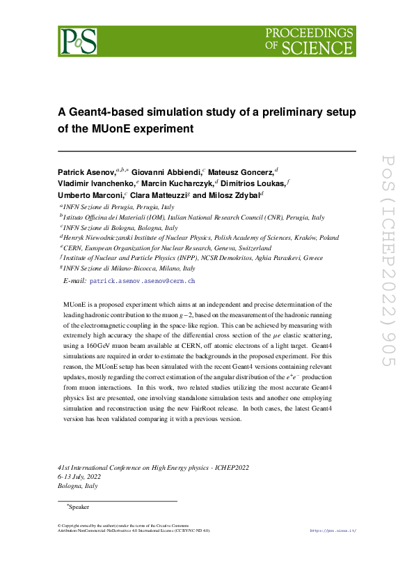 (PDF) A Geant4-based simulation study for a preliminary setup of the MUonE experiment