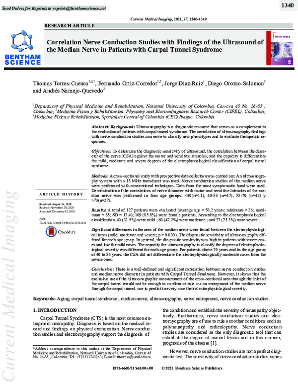 (PDF) Correlation Nerve Conduction Studies with Findings of the Ultrasound of the Median Nerve ...