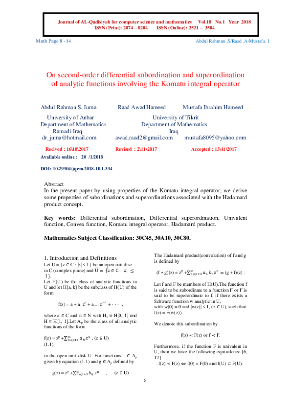 (PDF) On second-order differential subordination and superordination of analytic functions ...