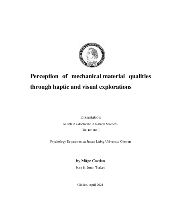 (PDF) Perception of mechanical material qualities through haptic and visual explorations