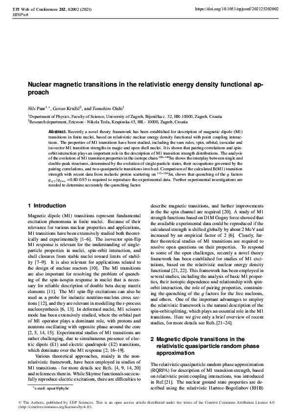 (PDF) Nuclear magnetic transitions in the relativistic energy density ...