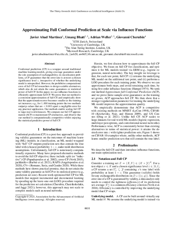 (PDF) Approximating Full Conformal Prediction at Scale via Influence Functions