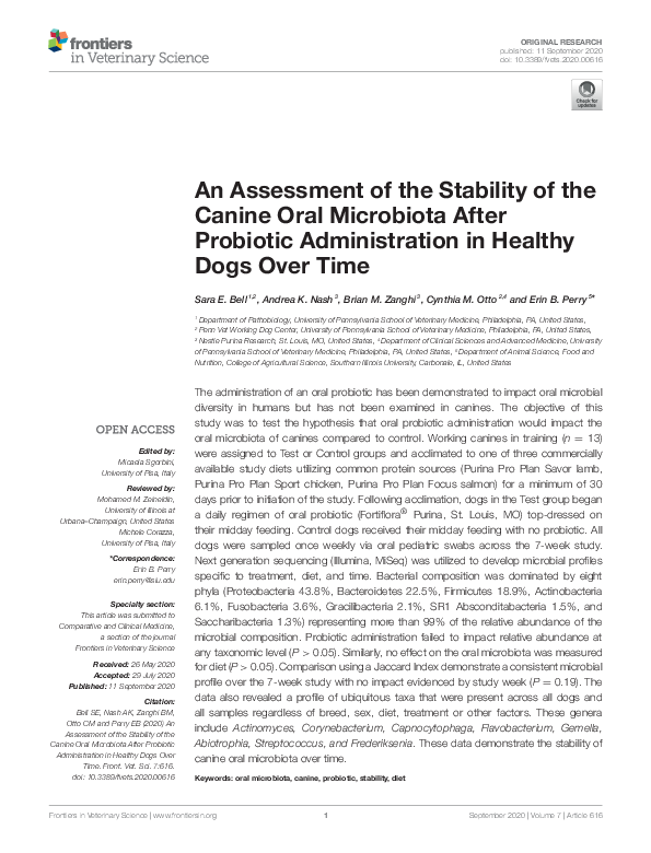 (PDF) An Assessment of the Stability of the Canine Oral Microbiota ...